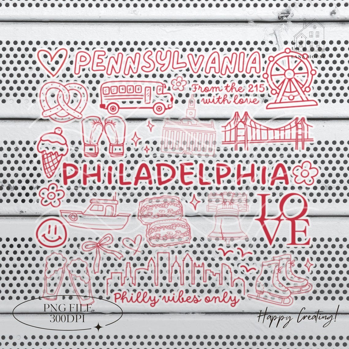 Philadelphia Icons, Pennsylvania Landmarks Png, PNG Files, I Love ...