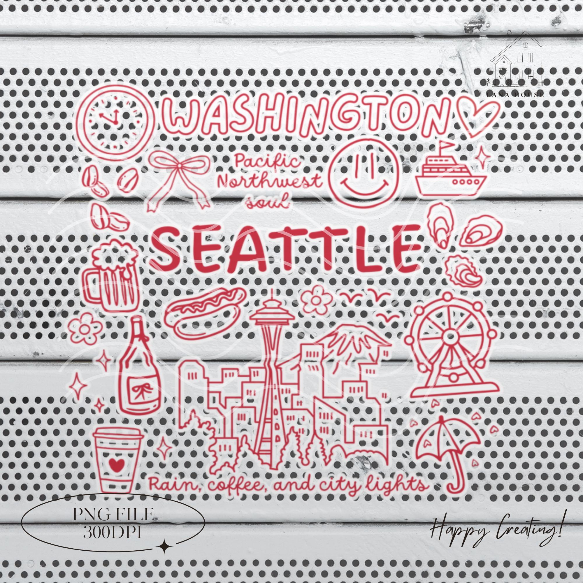 Seattle Icons, Washington Landmarks Png, PNG Files, I Love Seattle ...