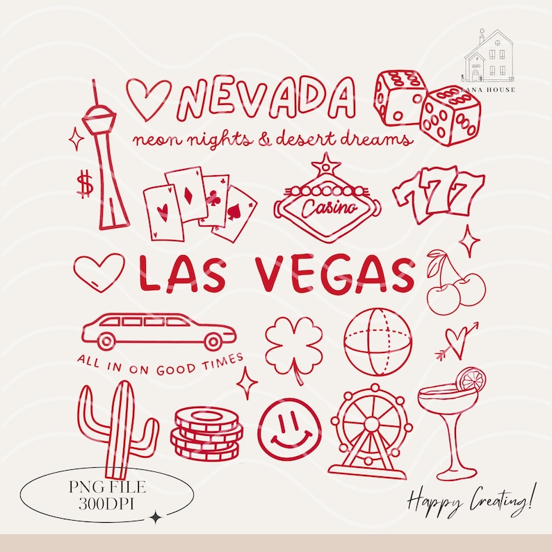 Las Vegas Icons, Nevada Landmarks Png, PNG Files, I Love Las Vegas ...