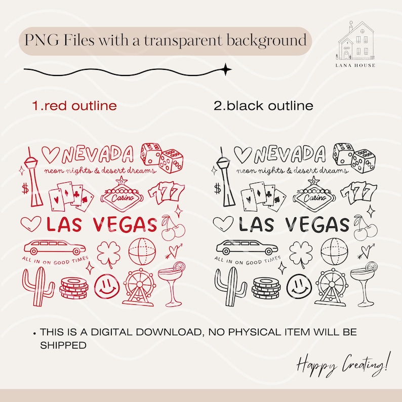 Las Vegas Icons, Nevada Landmarks Png, PNG Files, I Love Las Vegas ...