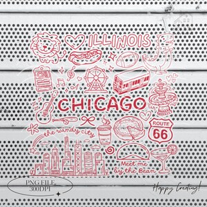 Chicago Icons, Illinois Landmarks Png, PNG Files, I Love Chicago Shirt ...