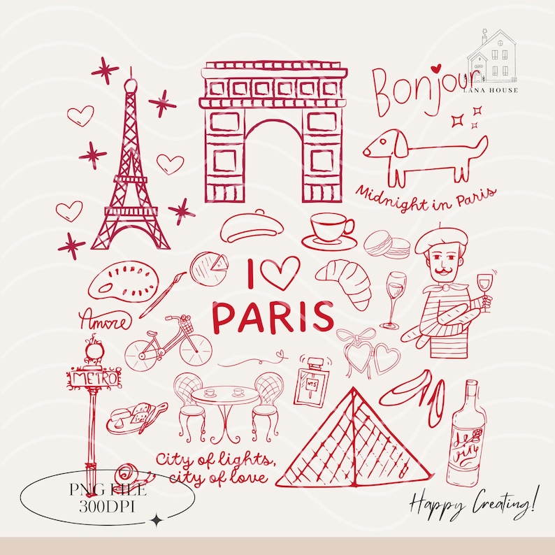 Paris Icons, Paris Landmarks Png, France Clipart, Eiffel Tower Png ...