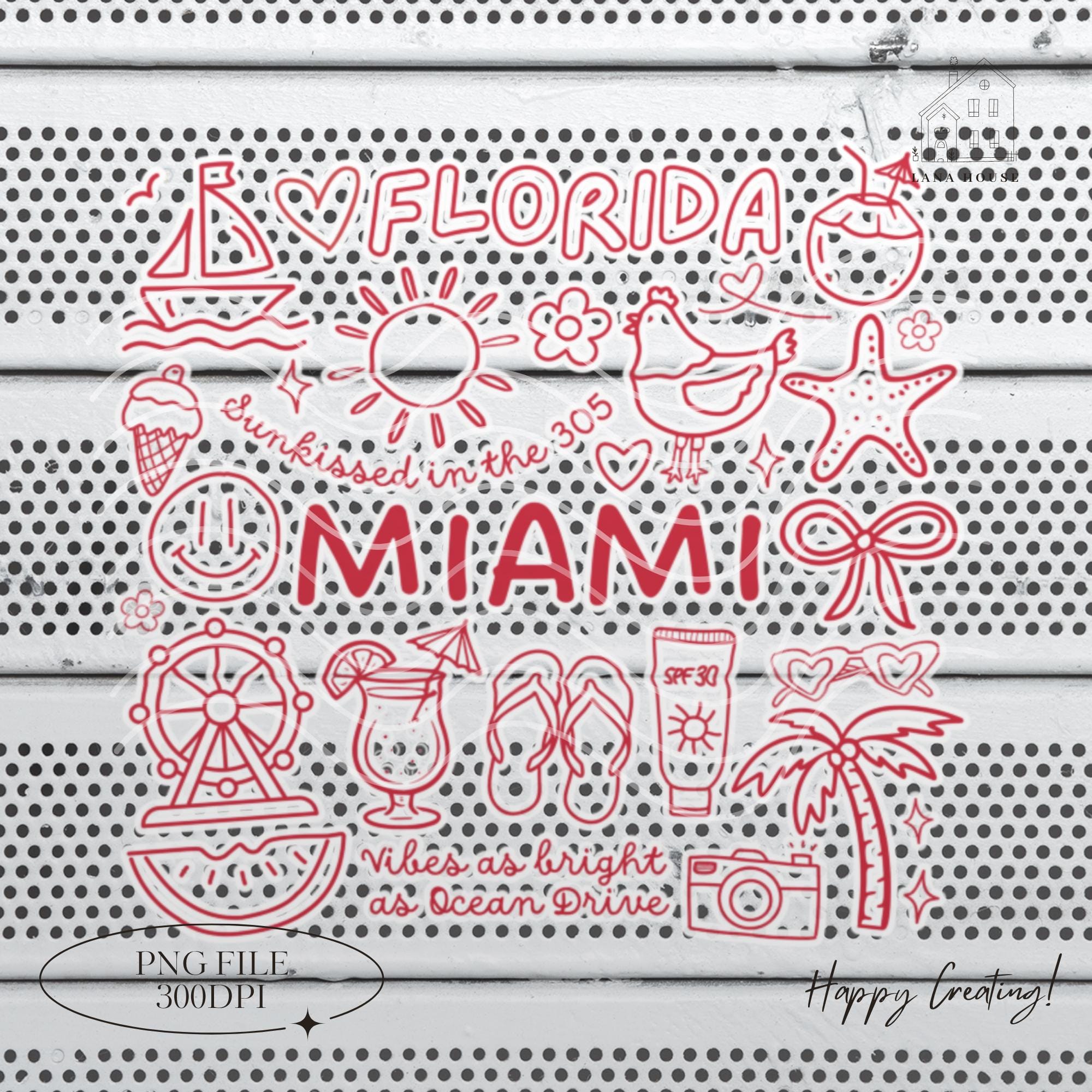 Miami Icons, Florida Landmarks Png, PNG Files, I Love Miami Shirt ...