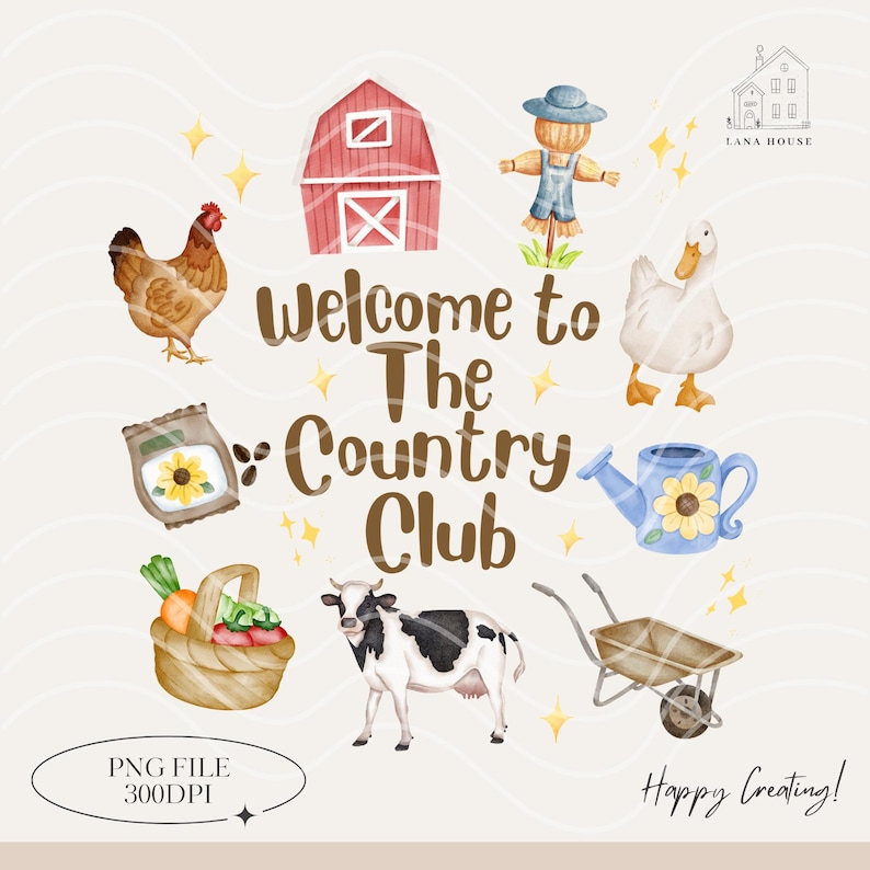 Welcome to the Country Club PNG, Cute Farm Clipart, Aesthetic ...