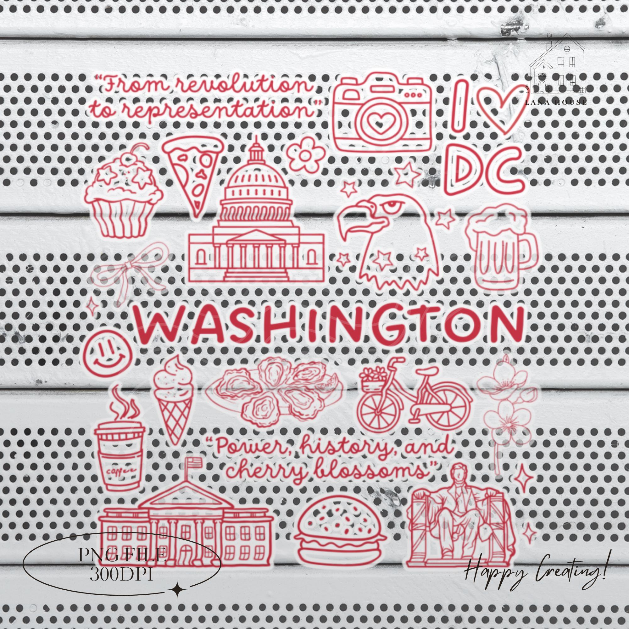 Washington Icons, Washington Landmarks Png, PNG Files, I Love DC Shirt ...