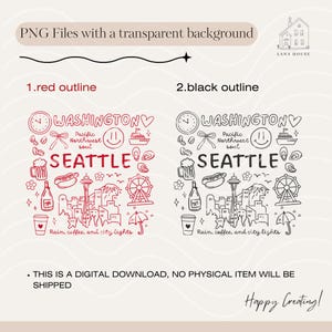 Seattle Icons, Washington Landmarks Png, PNG Files, I Love Seattle ...