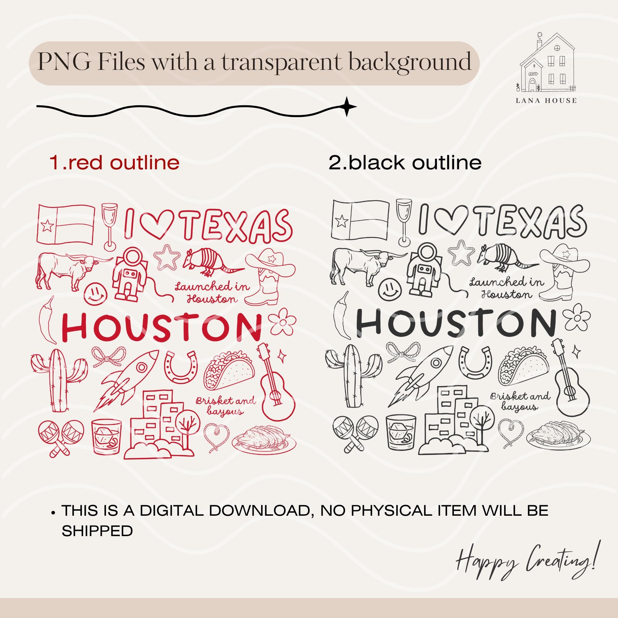 Houston Icons, Texas Landmarks Png, PNG Files, I Love Houston Shirt ...