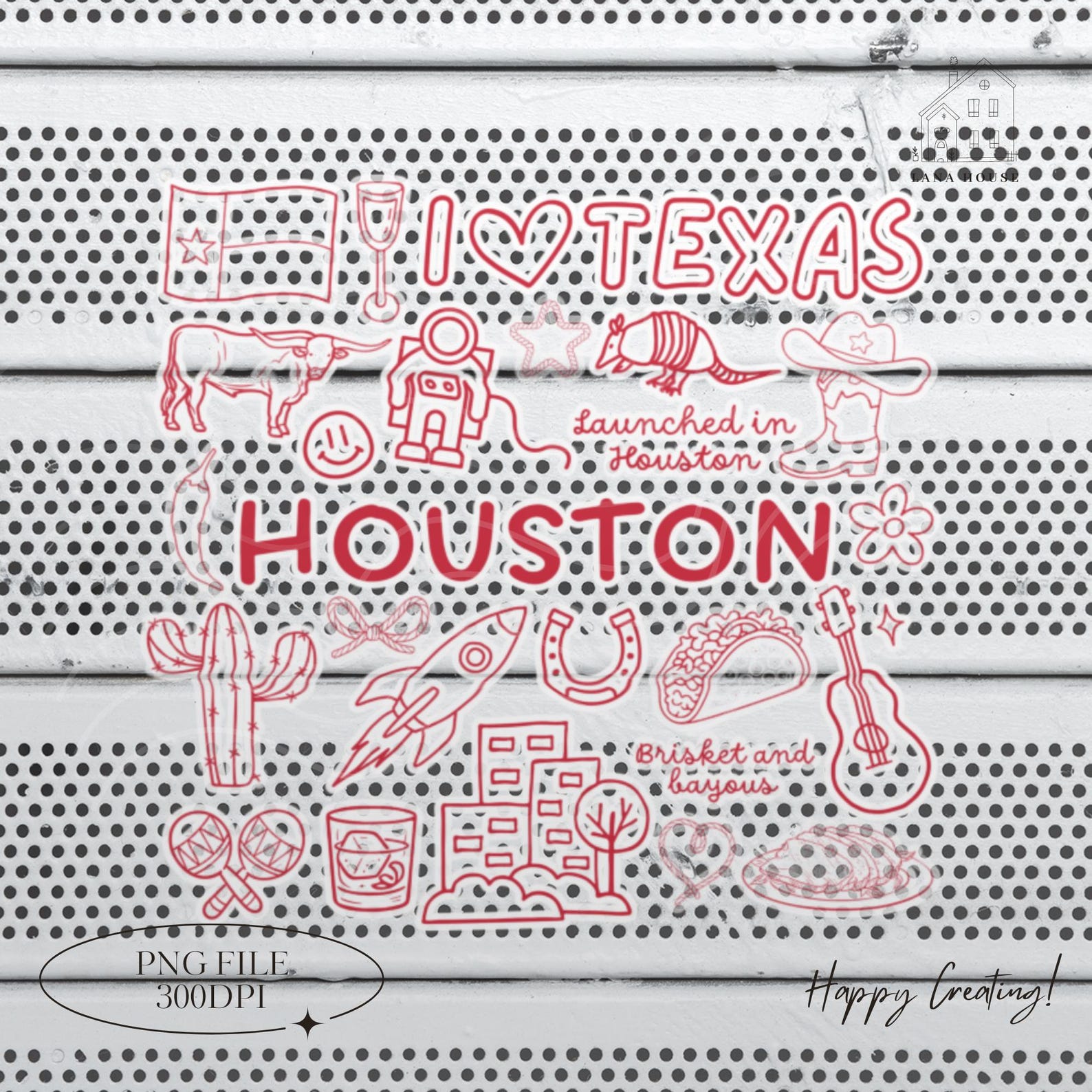 Houston Icons, Texas Landmarks Png, PNG Files, I Love Houston Shirt ...