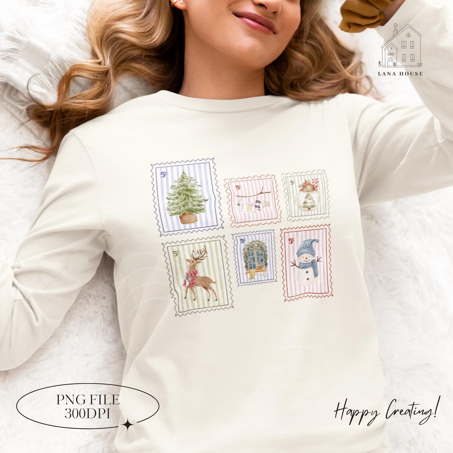Christmas Postage Stamps PNG | Trendy Christmas Design, Reindeer ...