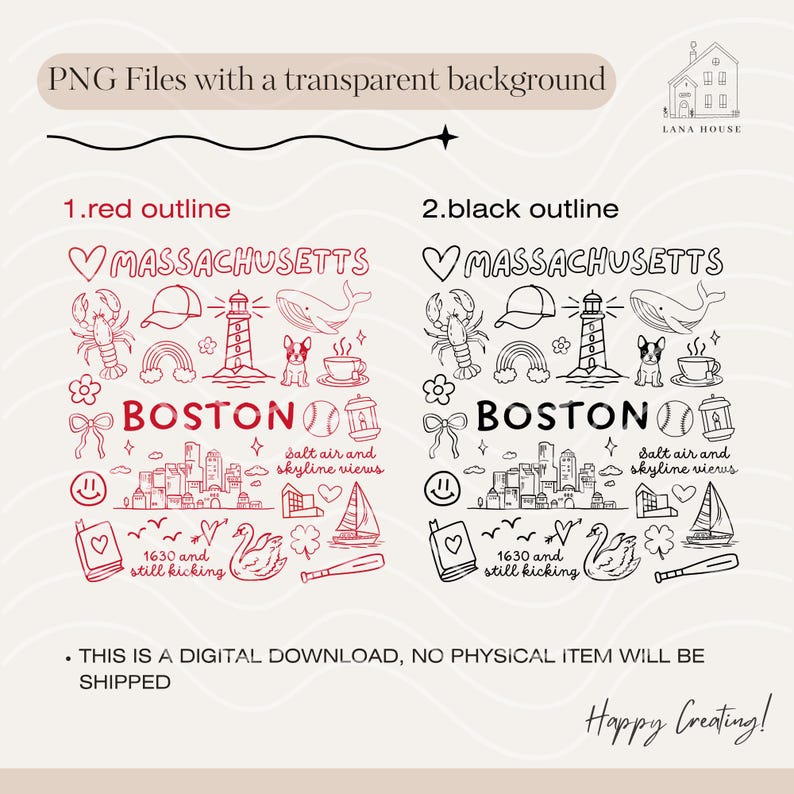 Boston Icons, Massachusetts Landmarks Png, PNG Files, I Love Boston ...