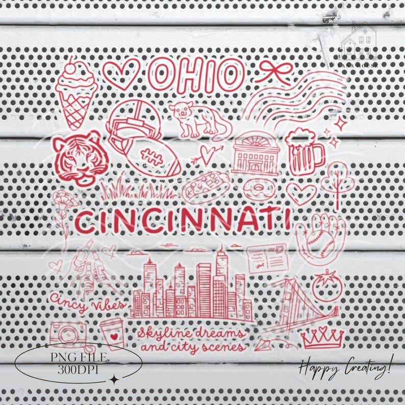 Cincinnati Icons, Ohio Landmarks Png, PNG Files, I Love Cincinnati Ohio ...