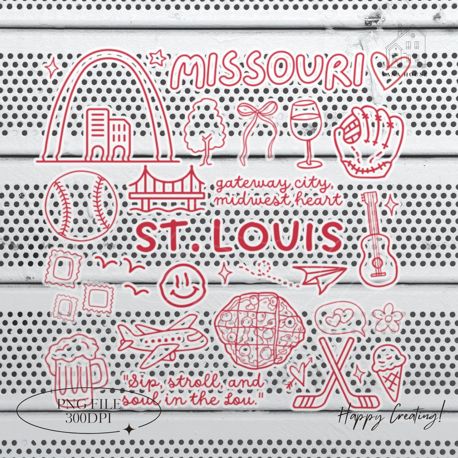 St. Louis Icons, Missouri Landmarks Png, I Love St. Louis Shirt Design ...
