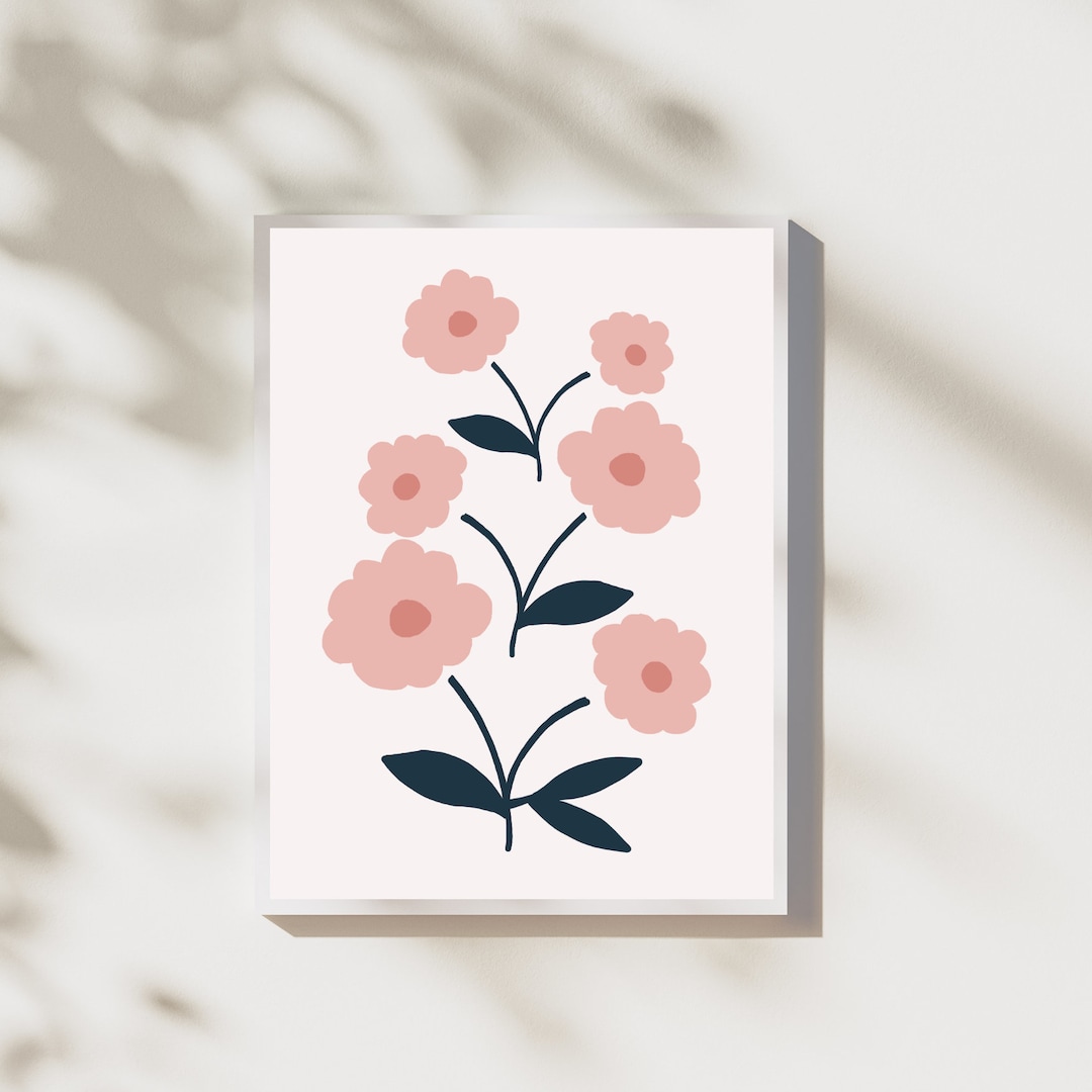 Minimalist Flower Poster, Printable Wall Art, Dorm Decor, Minimalist ...