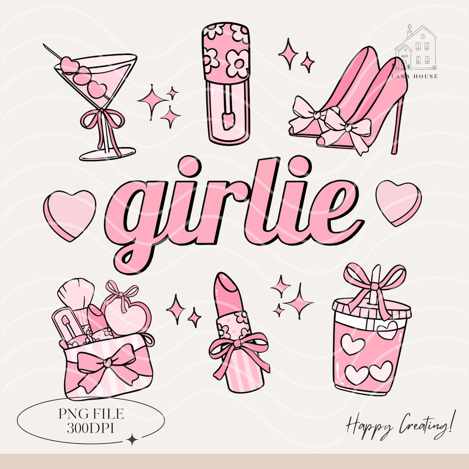 Girlie Aesthetic PNG, Pink Retro Glam Clipart, Makeup and Fashion ...
