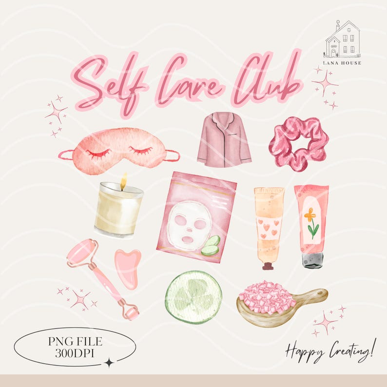 Self Care Club PNG, Spa Day PNG, Skincare and Beauty Illustrations ...