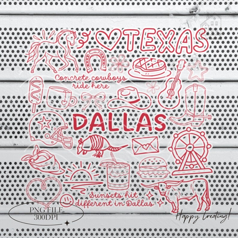 Dallas Icons, Texas Landmarks Png, PNG Files, I Love Dallas Shirt ...