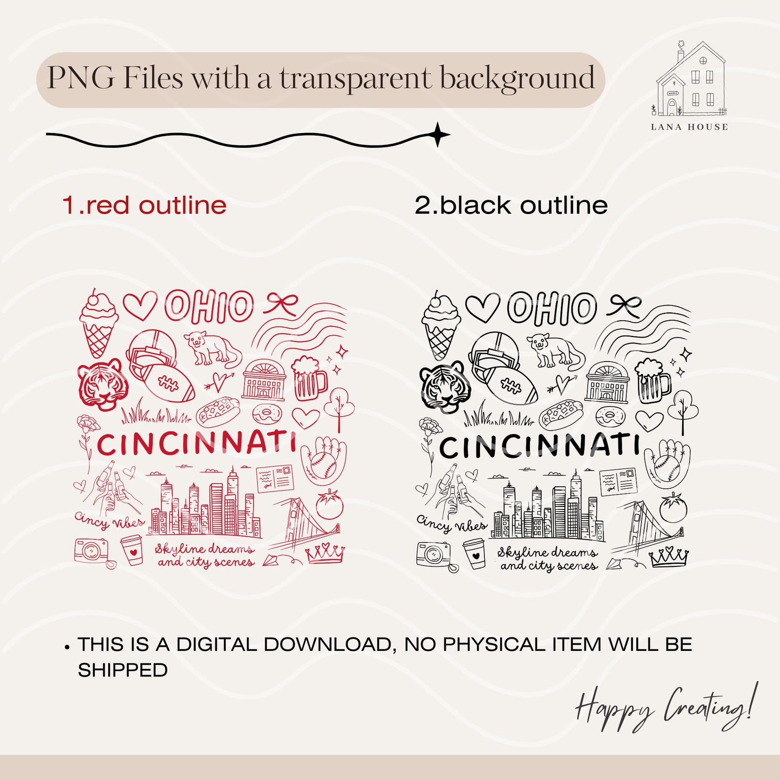 Cincinnati Icons, Ohio Landmarks Png, PNG Files, I Love Cincinnati Ohio ...
