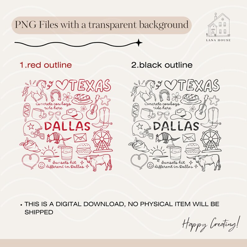 Dallas Icons, Texas Landmarks Png, PNG Files, I Love Dallas Shirt ...