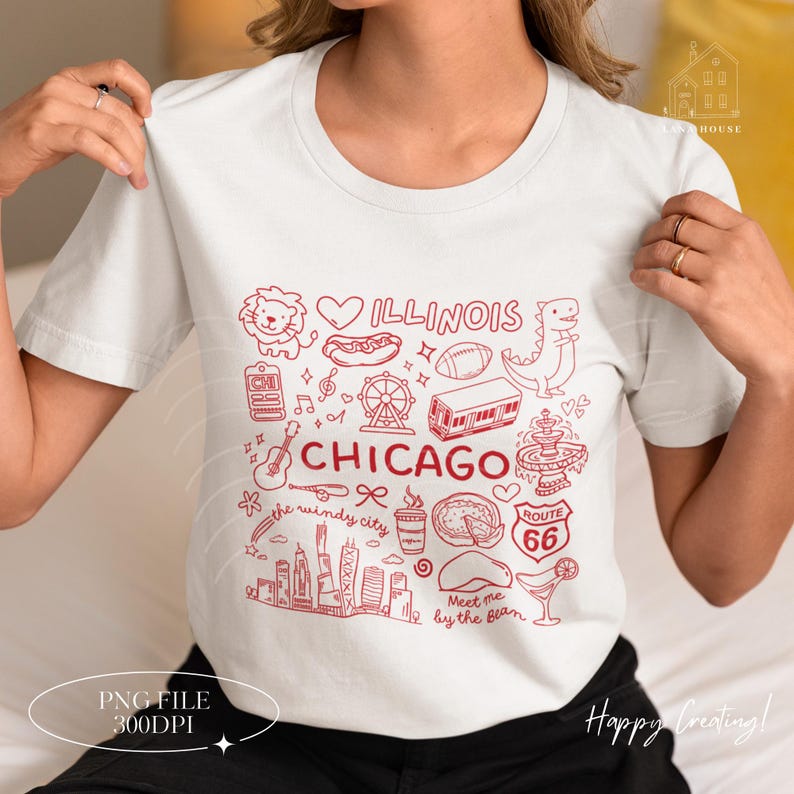 Chicago Icons, Illinois Landmarks Png, PNG Files, I Love Chicago Shirt ...
