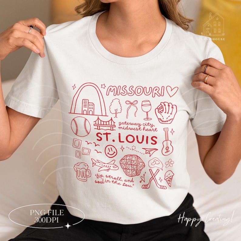 St. Louis Icons, Missouri Landmarks Png, I Love St. Louis Shirt Design ...