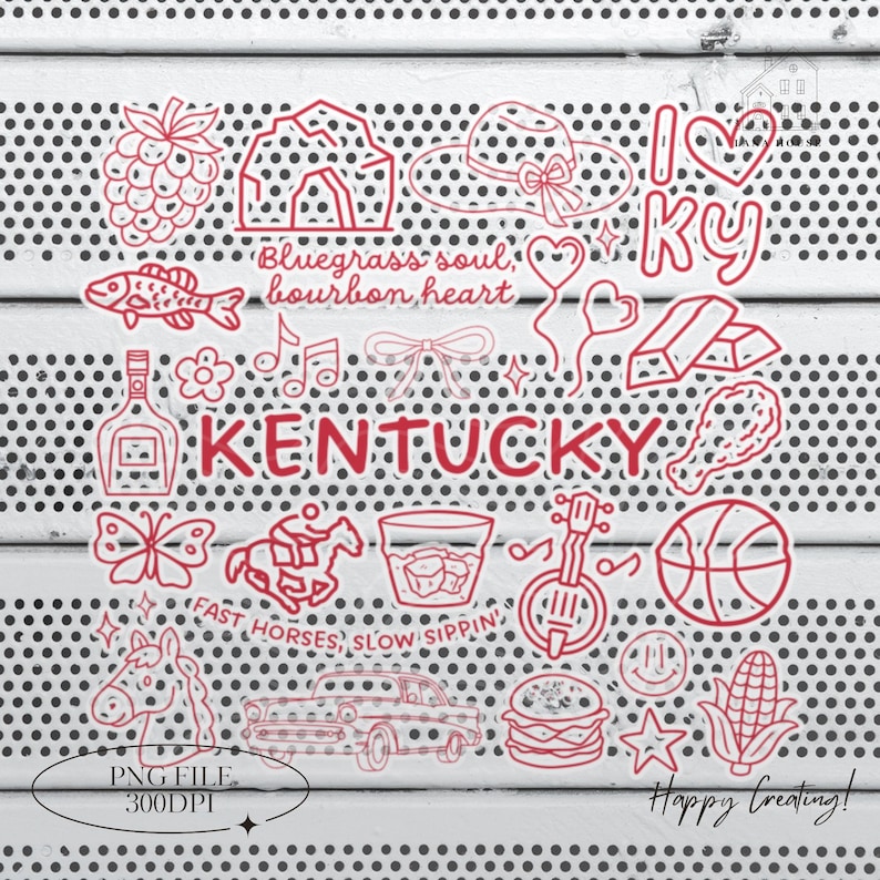 Kentucky Doodle PNG | Kentucky Icons, Kentucky Landmark, Derby, Bourbon ...
