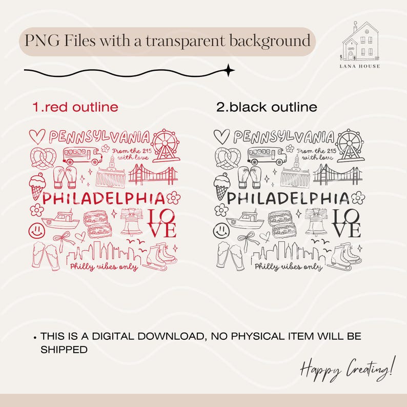 Philadelphia Icons, Pennsylvania Landmarks Png, PNG Files, I Love ...