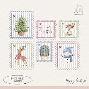 Christmas Postage Stamps PNG | Trendy Christmas Design, Reindeer ...