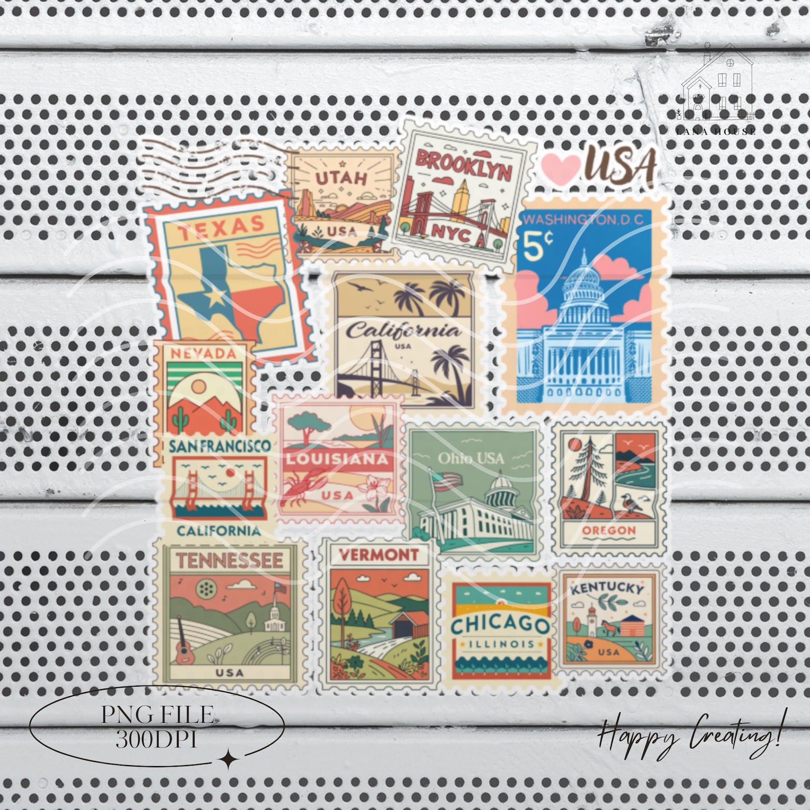 United States Stamp State Png, Vintage American Clipart, Retro USA ...