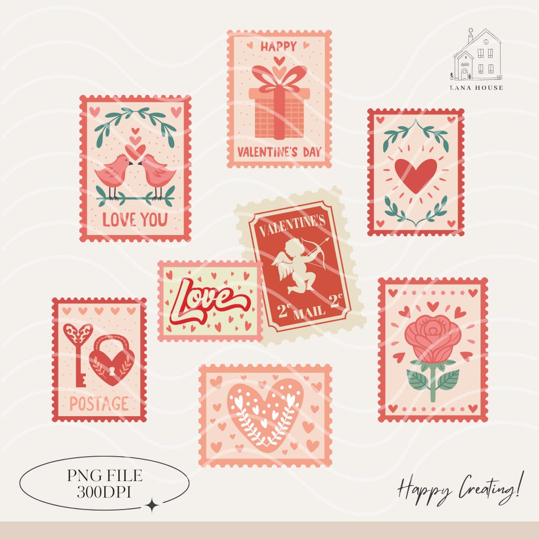 Valentine's Day Stamp PNG, Romantic Vintage Postage PNG, Love Letter ...