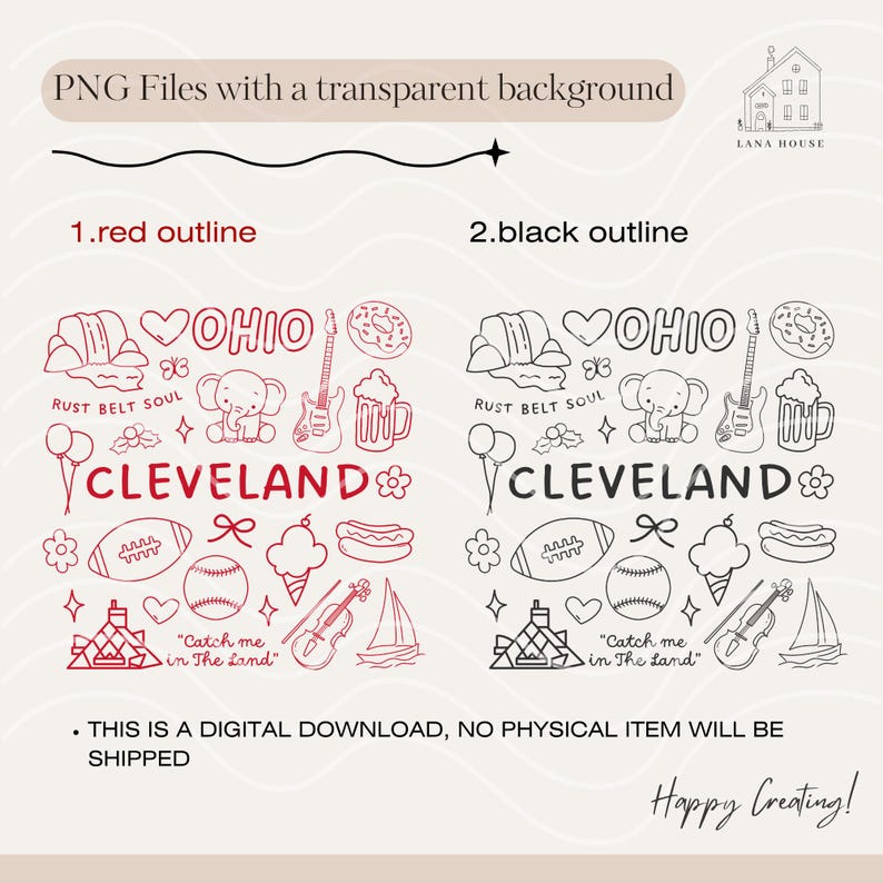 Cleveland Icons, Ohio Landmarks Png, PNG Files, I Love Cleveland Ohio ...