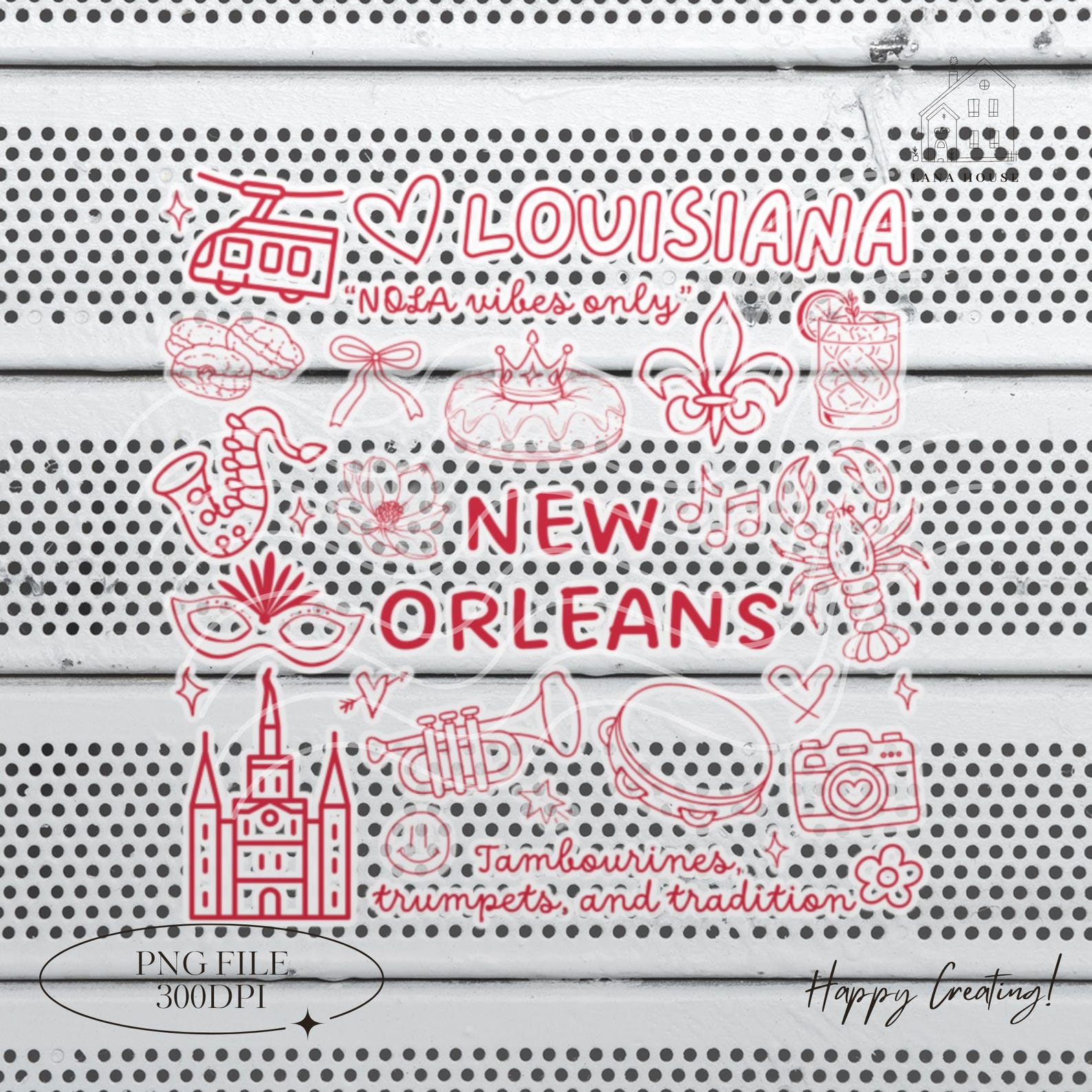 New Orleans Icons, Louisiana Landmarks Png, PNG Files, I Love New ...