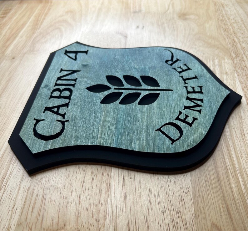 Cabin 4 Demeter Sign: Percy Jackson Inspired Stained Wooden Shield ...