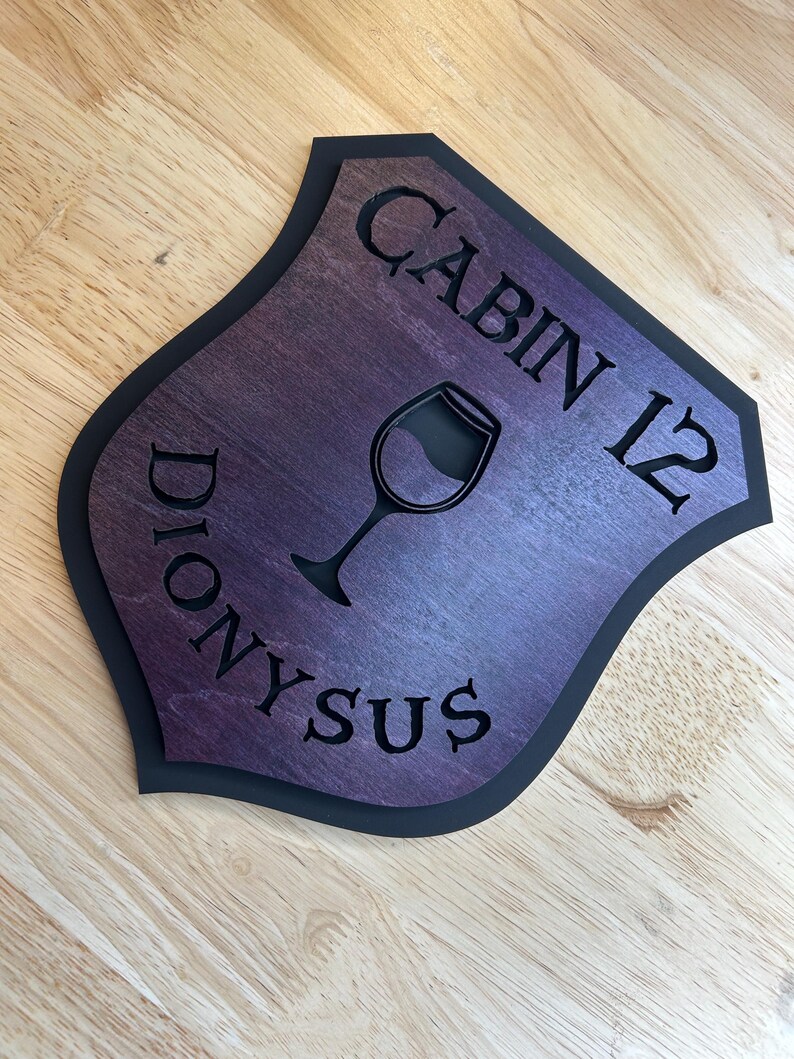 Cabin 12 Dionysus Sign: Percy Jackson Inspired Stained Wooden Shield ...
