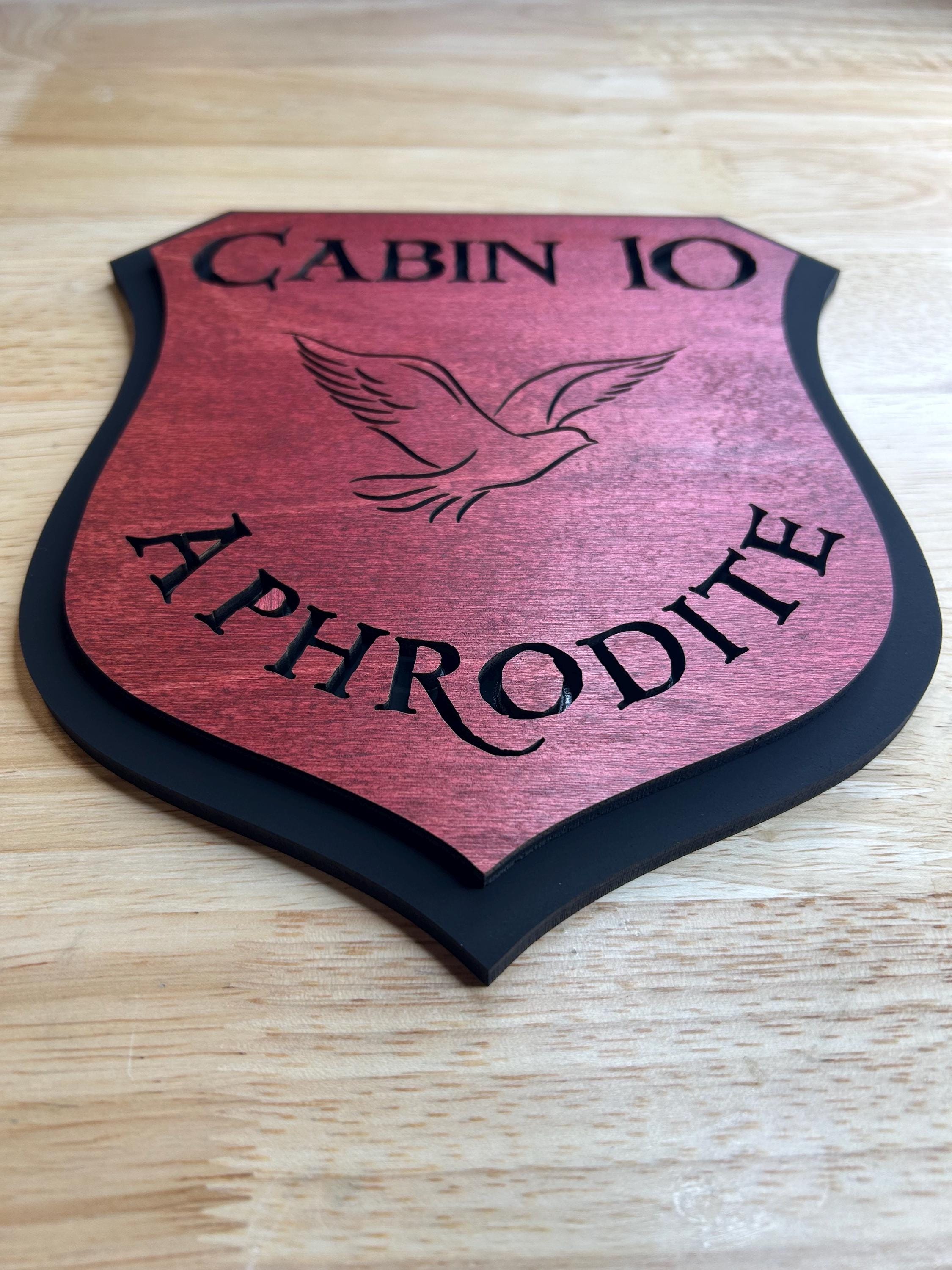 Cabin 10 Aphrodite Sign: Percy Jackson Inspired Stained Wooden Shield ...