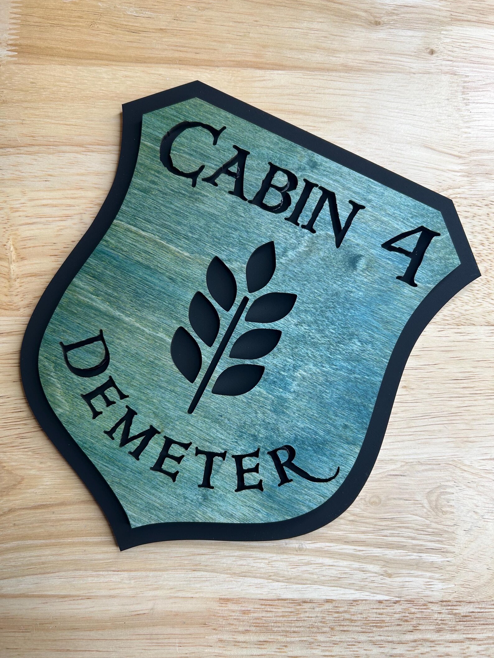 Cabin 4 Demeter Sign: Percy Jackson Inspired Stained Wooden Shield ...