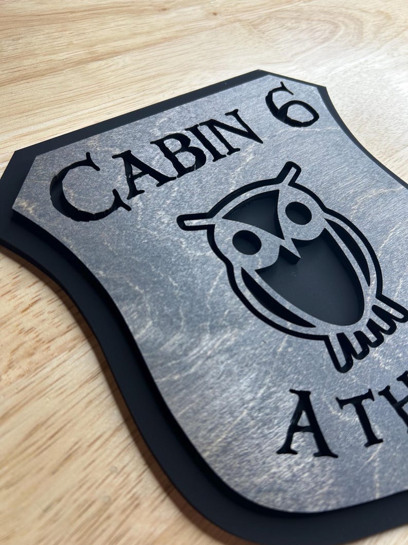 Cabin 6 Athena Sign: Percy Jackson Inspired Stained Wooden Shield ...