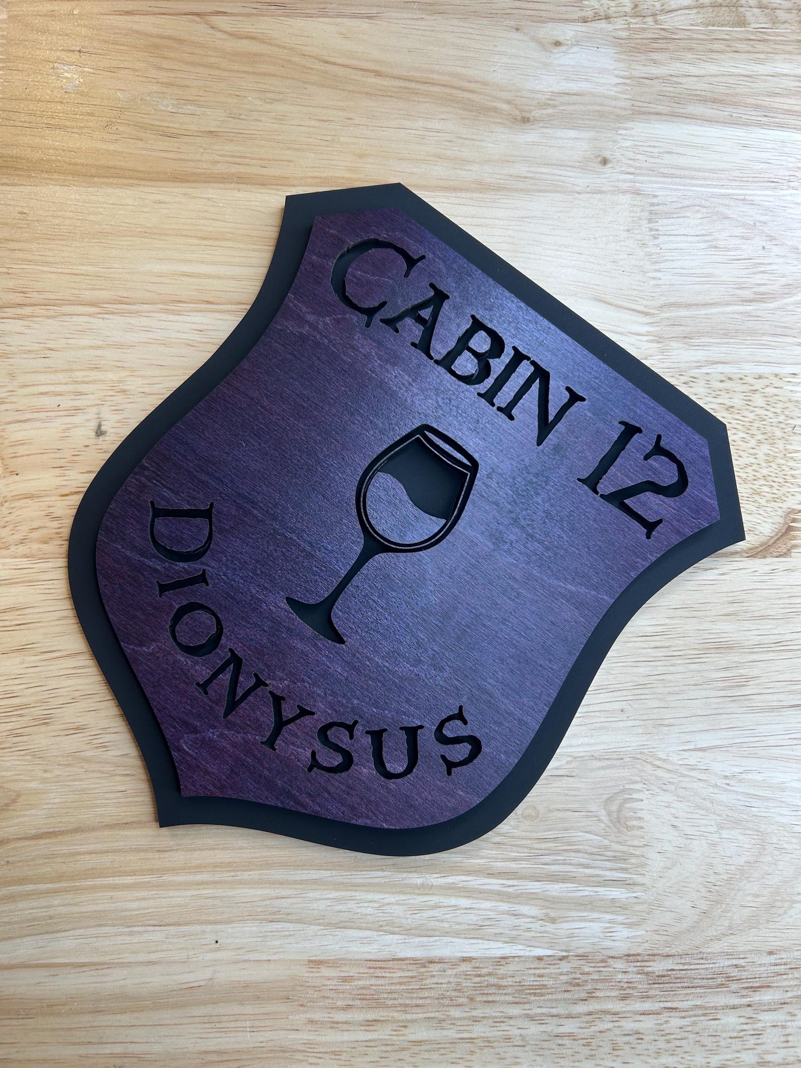 Cabin 12 Dionysus Sign: Percy Jackson Inspired Stained Wooden Shield ...