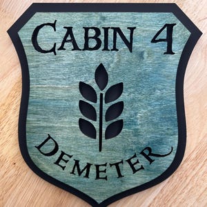 Cabin 4 Demeter Sign: Percy Jackson Inspired Stained Wooden Shield ...