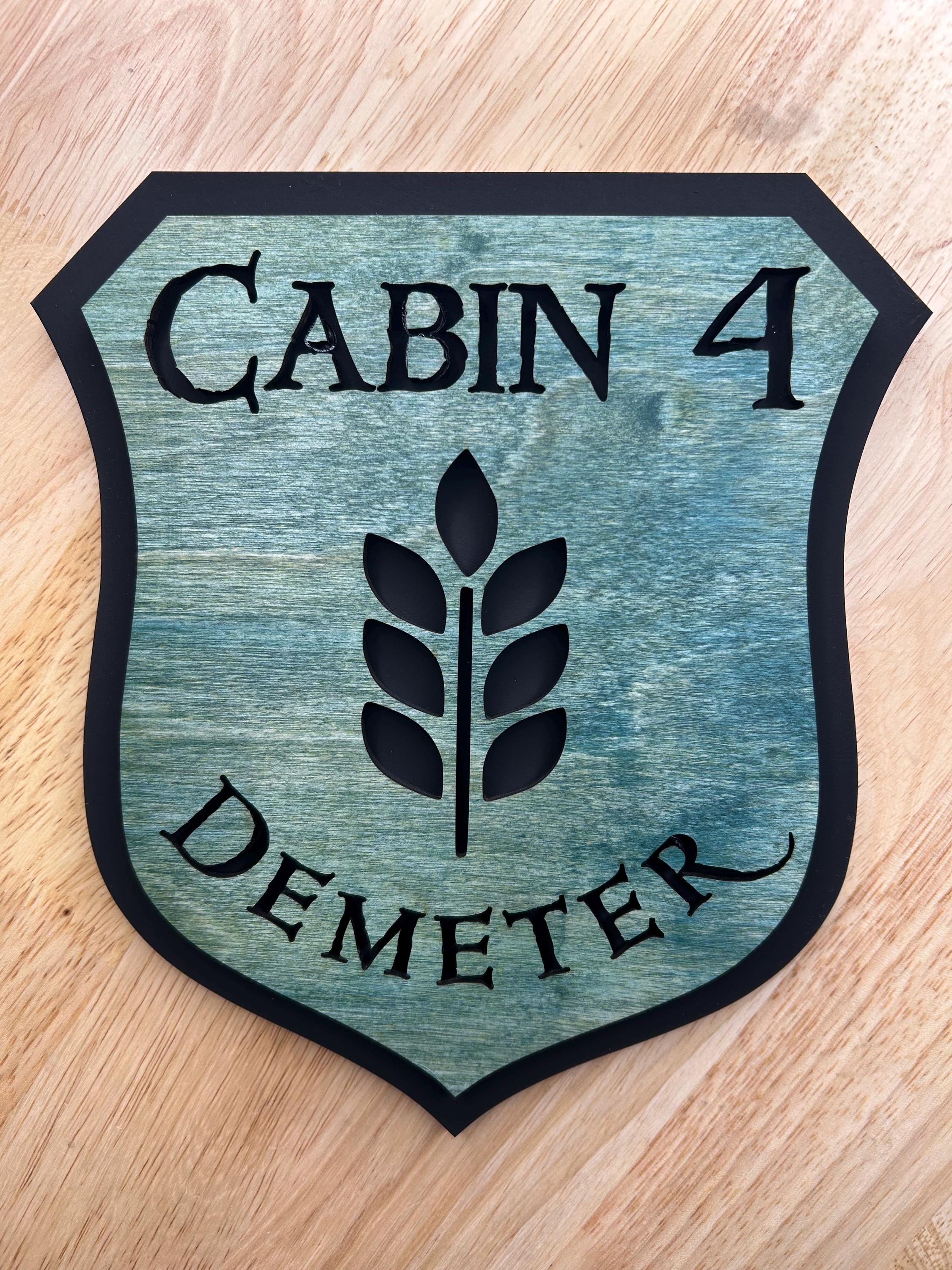 Cabin 4 Demeter Sign: Percy Jackson Inspired Stained Wooden Shield ...