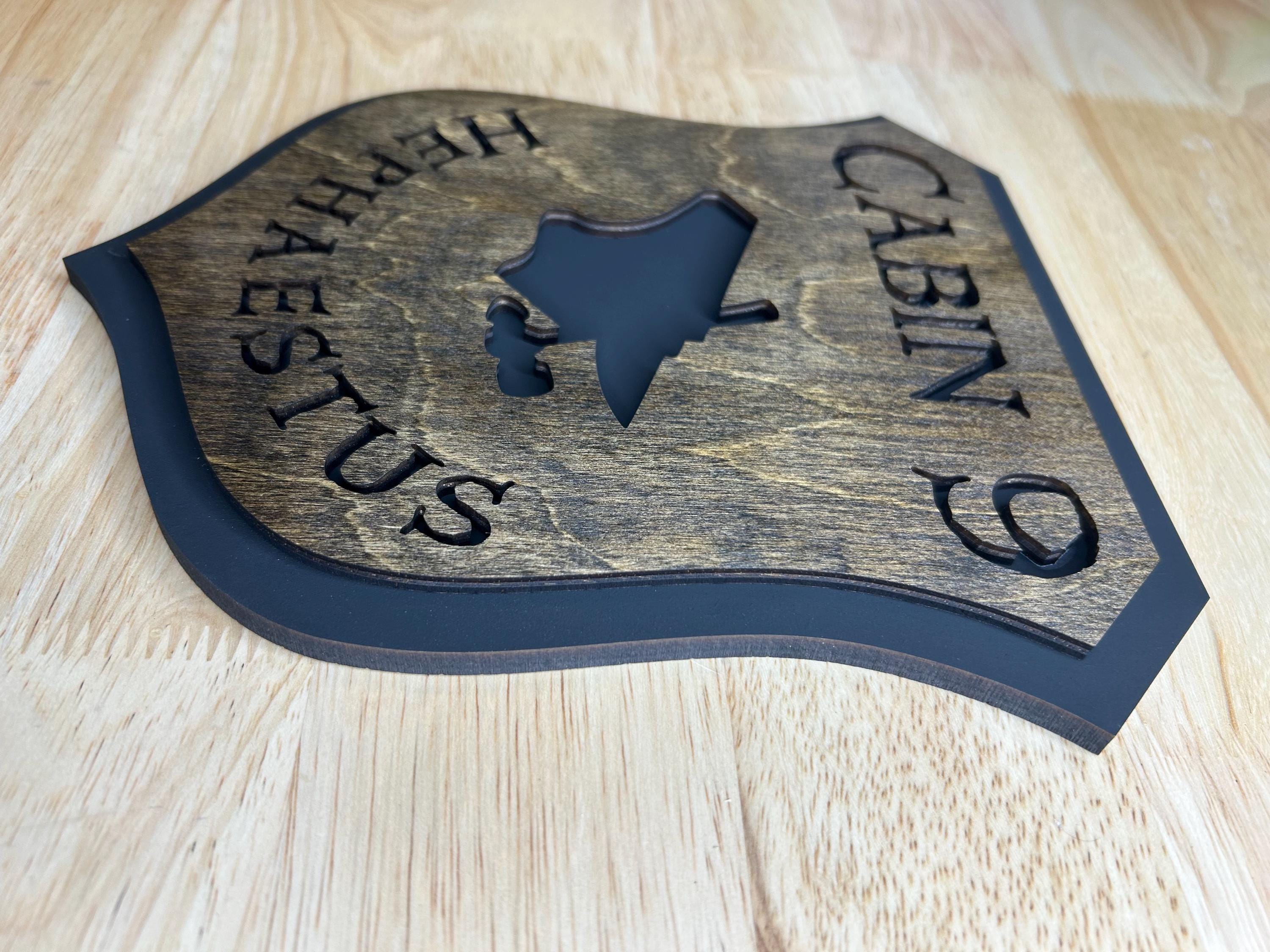 Cabin 9 Hephaestus Sign: Percy Jackson Inspired Stained Wooden Shield ...