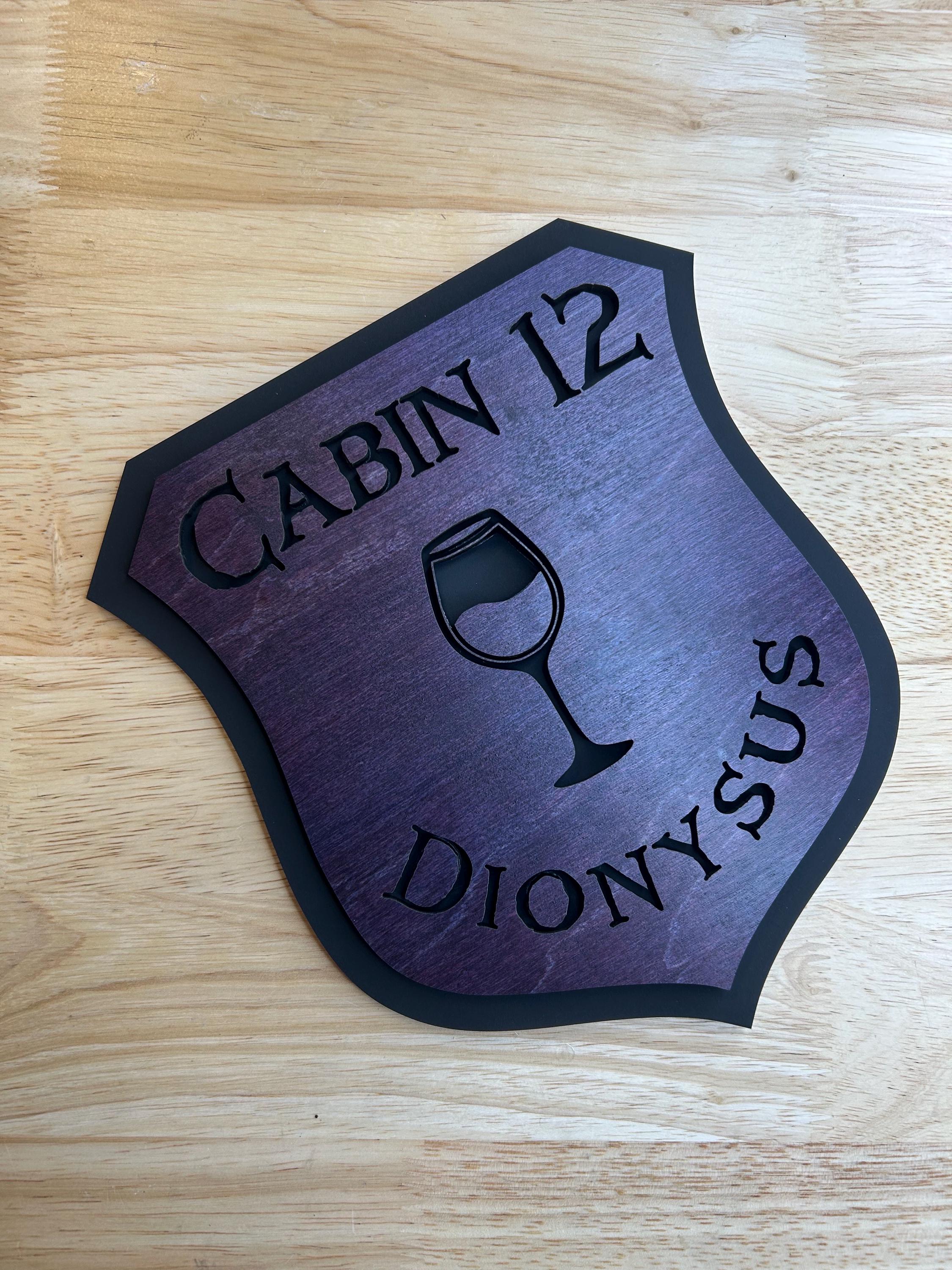 Cabin 12 Dionysus Sign: Percy Jackson Inspired Stained Wooden Shield ...