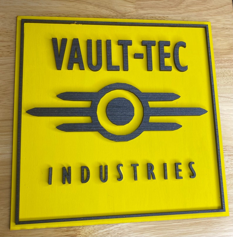 Fallout 4 Inspired Vault-tec Logo Sign Hand-painted Wooden Signage ...