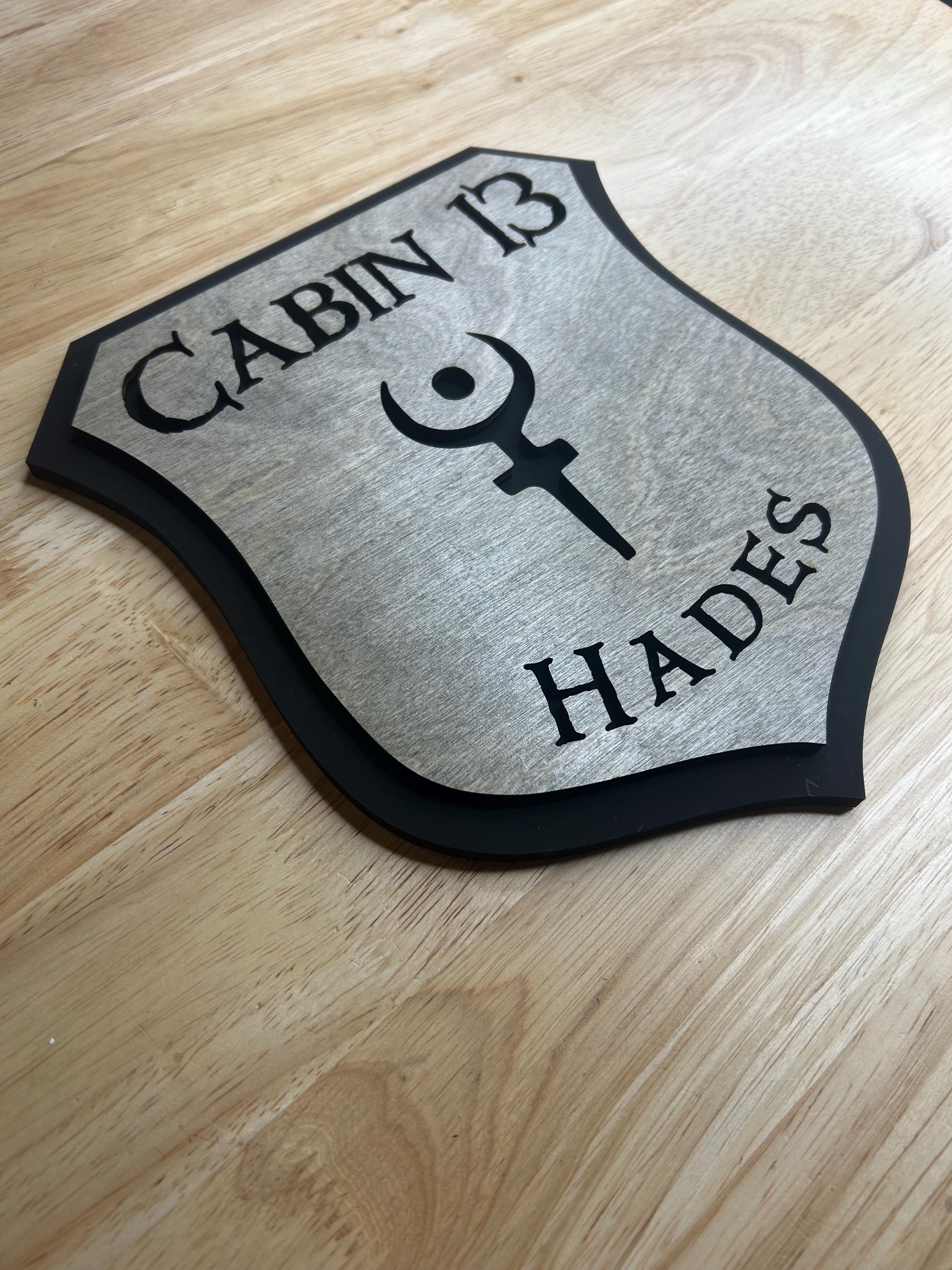 Cabin 13 Hades Sign: Percy Jackson Inspired, Stained Wooden Shield ...
