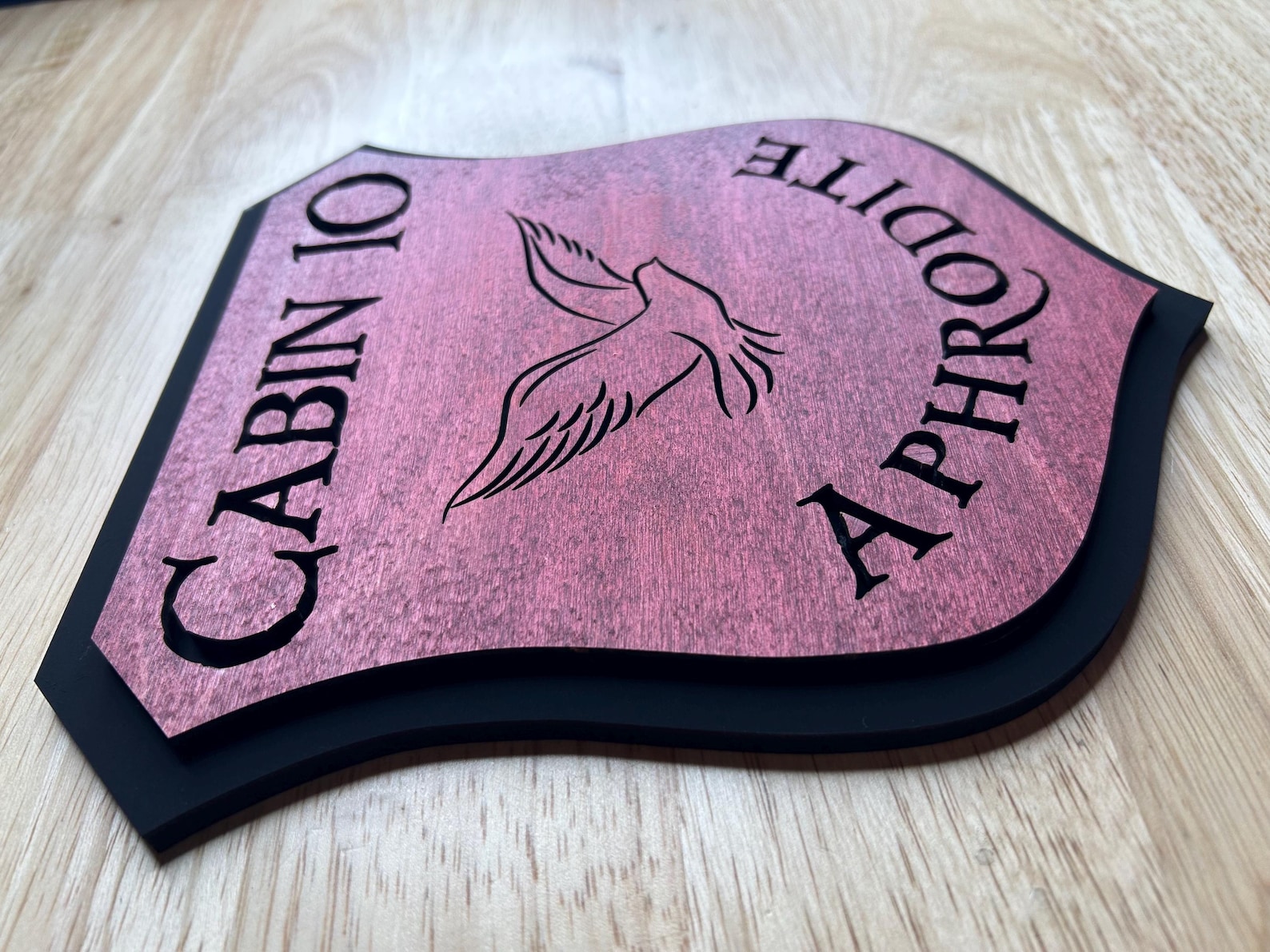 Cabin 10 Aphrodite Sign: Percy Jackson Inspired Stained Wooden Shield ...