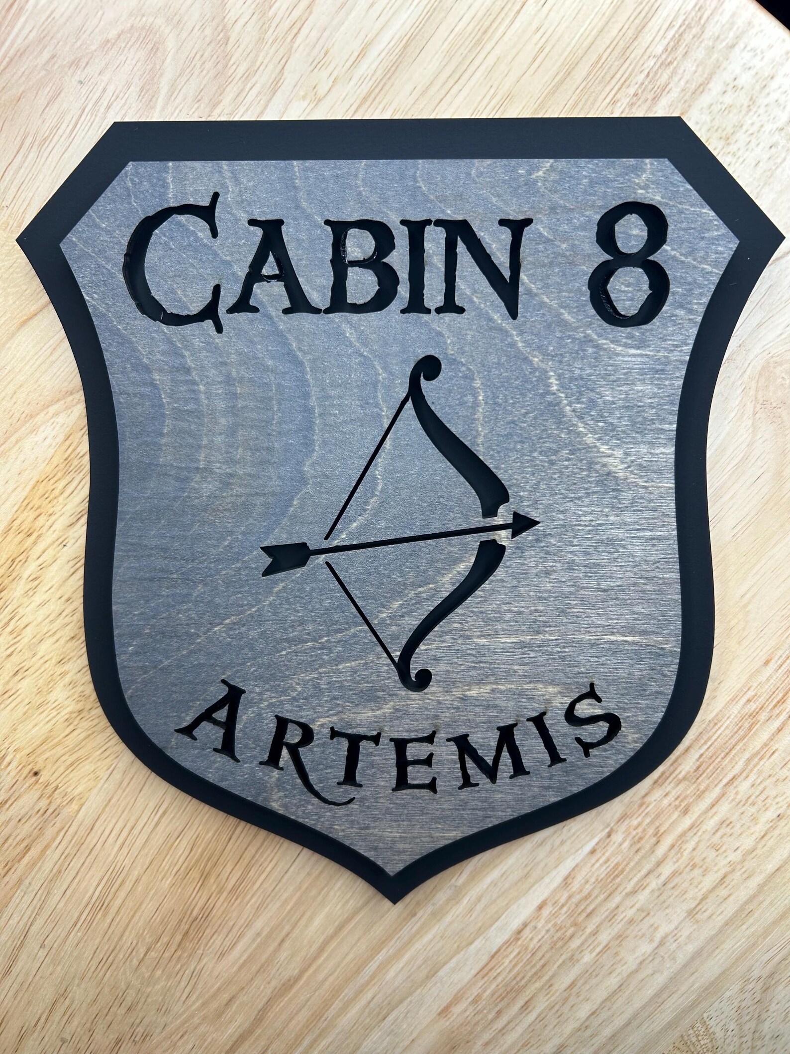 Cabin 8 Artemis Sign: Percy Jackson Inspired Stained Wooden Shield ...