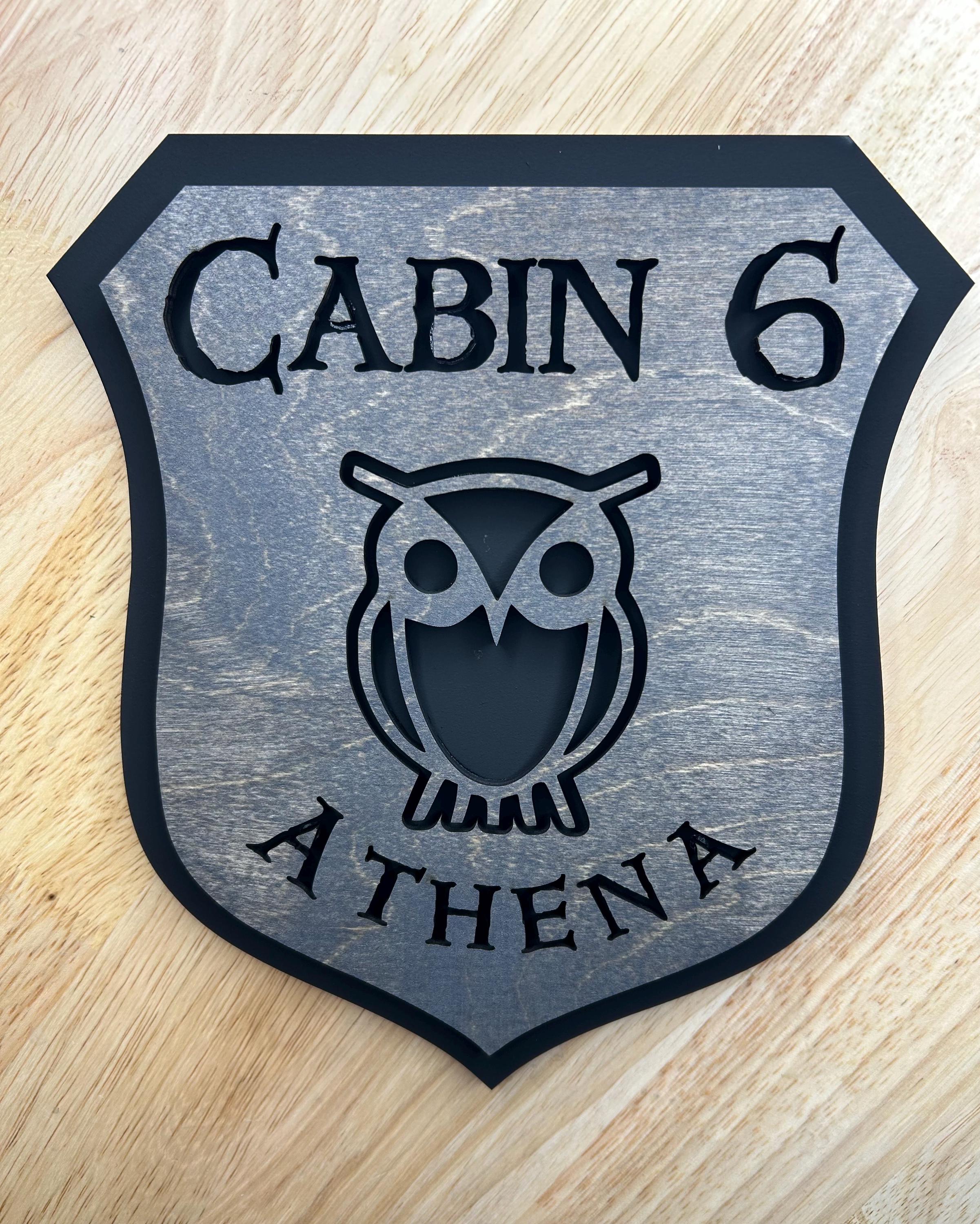 Cabin 6 Athena Sign: Percy Jackson Inspired Stained Wooden Shield ...