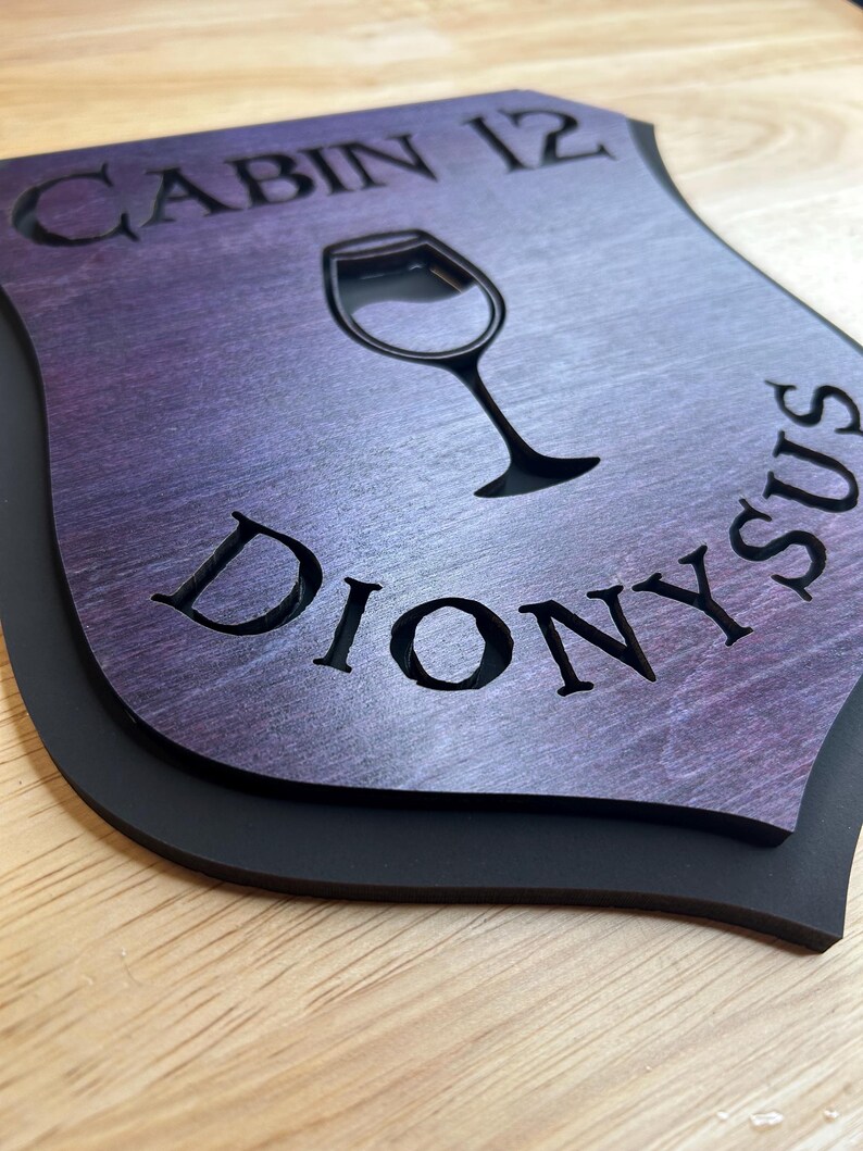 Cabin 12 Dionysus Sign: Percy Jackson Inspired Stained Wooden Shield ...