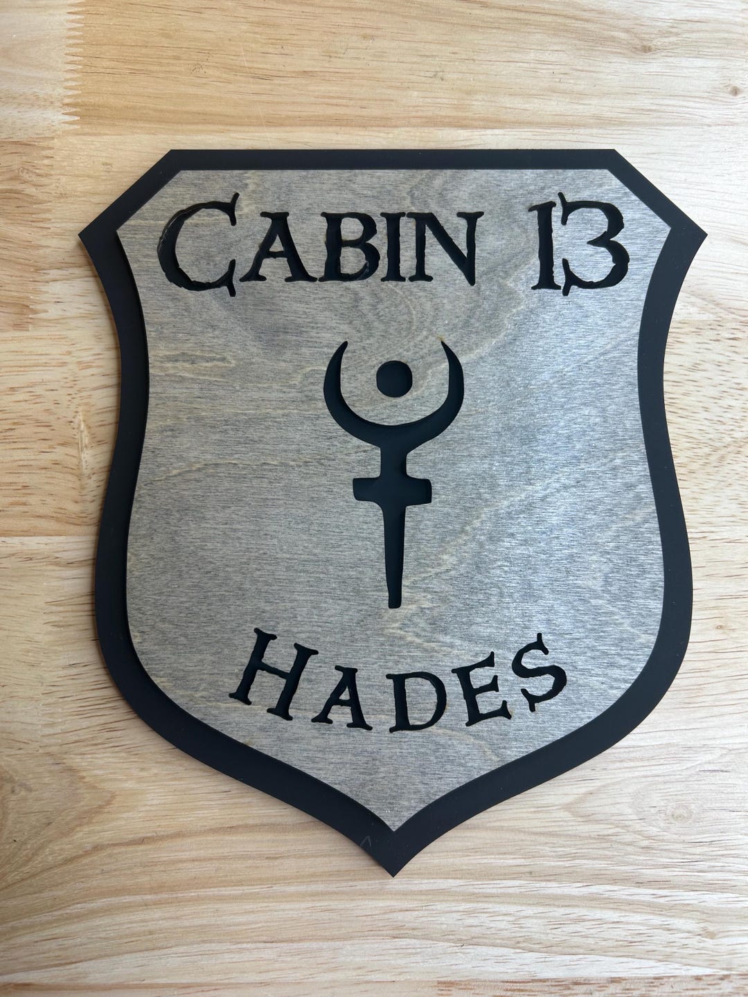 Cabin 13 Hades Sign: Percy Jackson Inspired, Stained Wooden Shield ...
