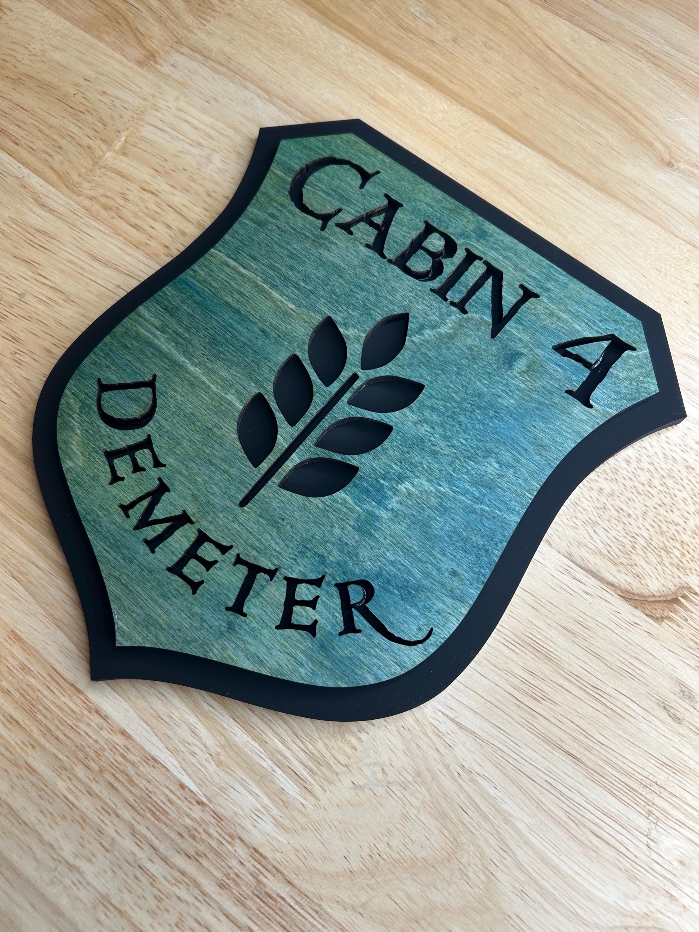 Cabin 4 Demeter Sign: Percy Jackson Inspired Stained Wooden Shield ...