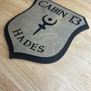 Cabin 13 Hades Sign: Percy Jackson Inspired, Stained Wooden Shield ...
